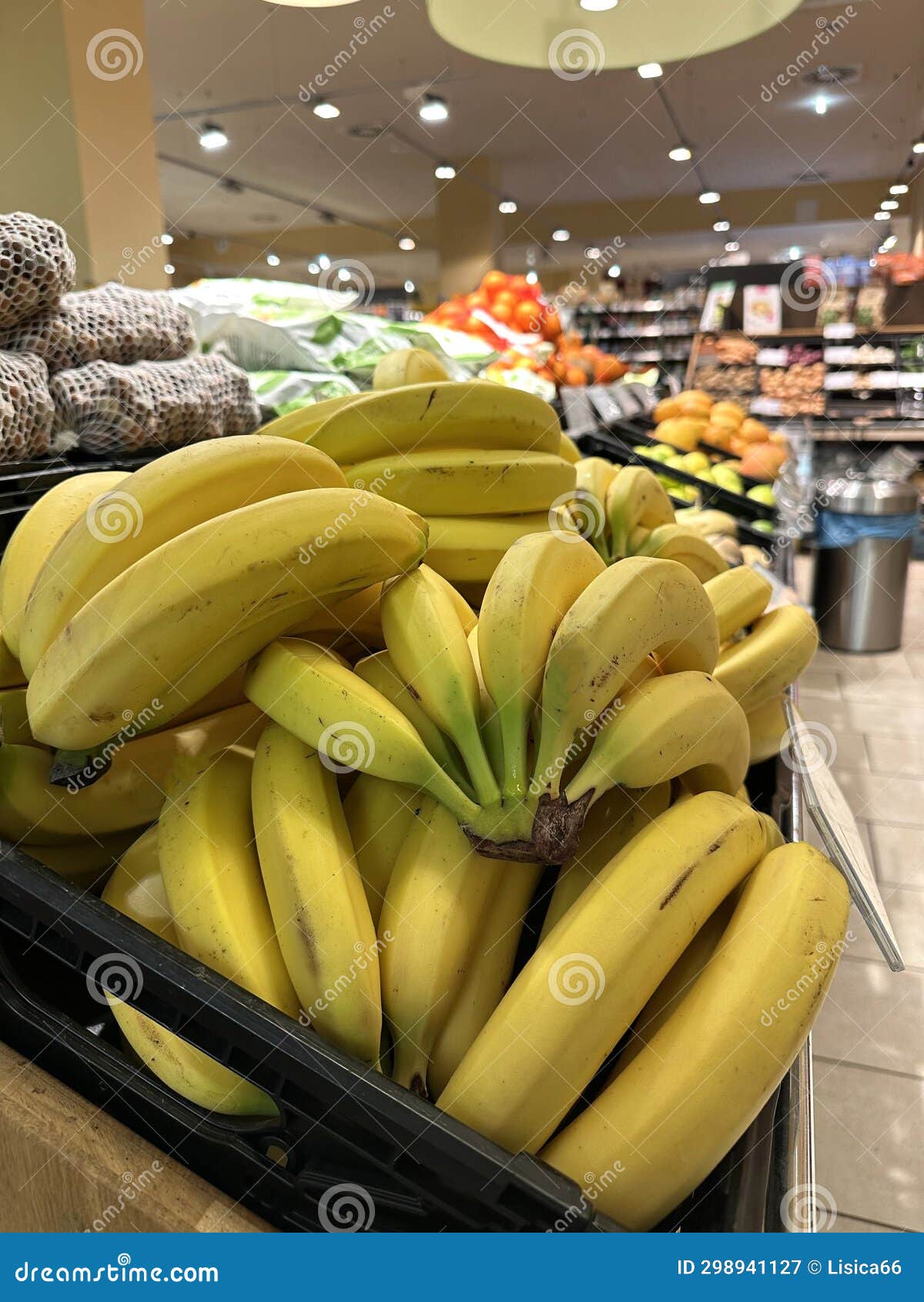 Ripe Bananas on a Fruit Counter in a Store Stock Image - Image of ...