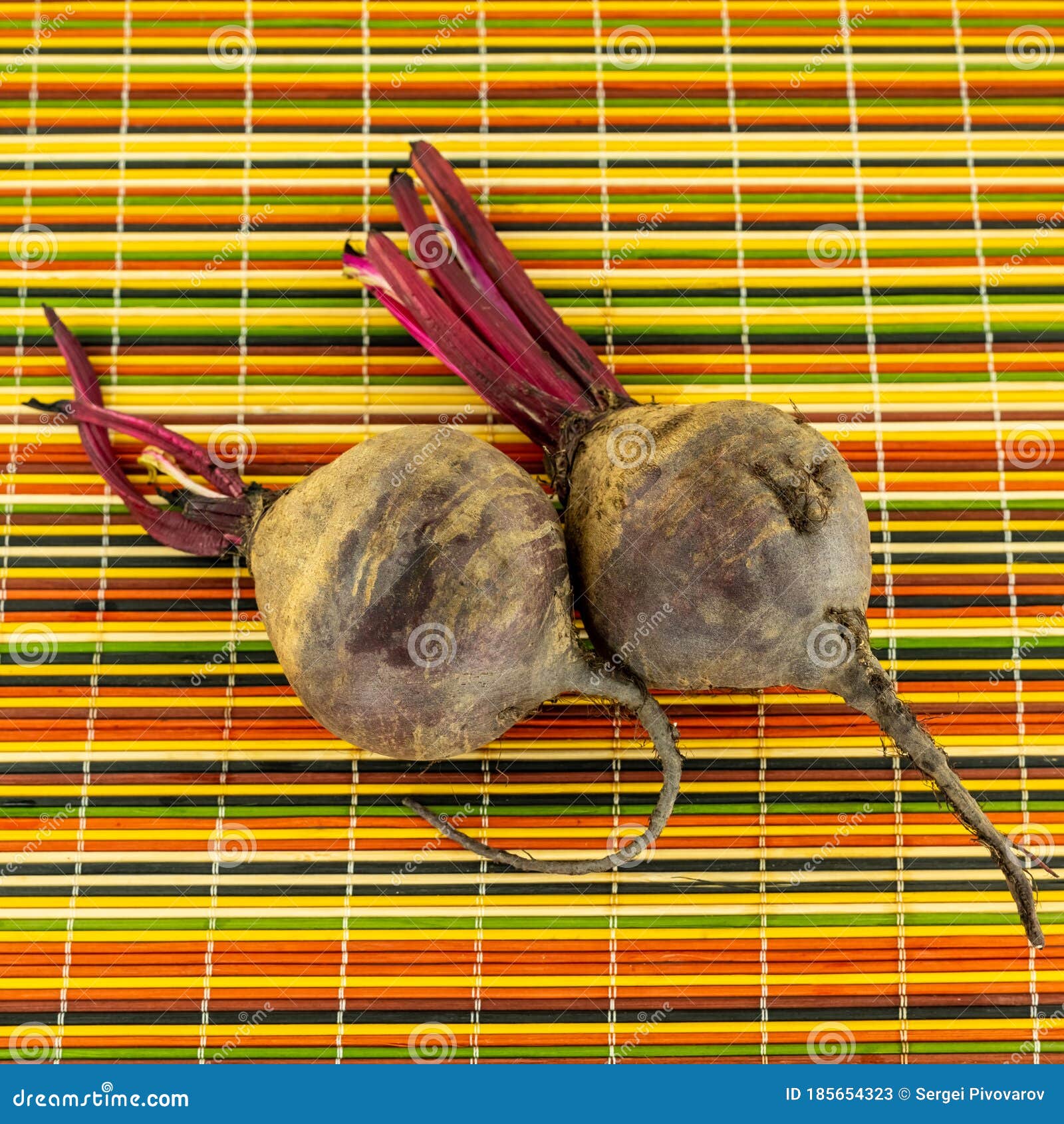 Ripe Beets, Dark Red Root Round Lies on a Bamboo Mat Base Stock Image ...