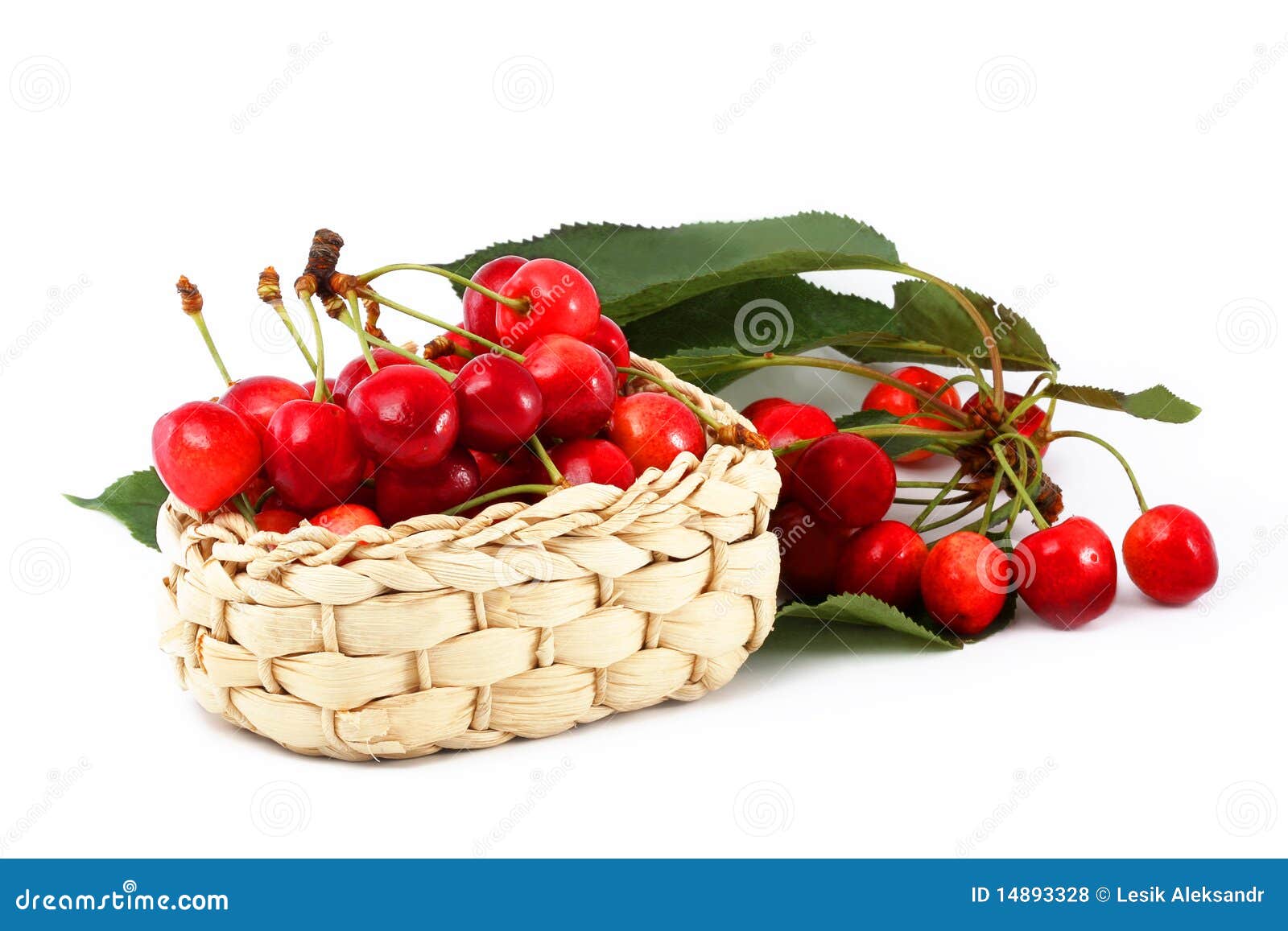 Ripe Berries of a Sweet Cherry in a Basket with a Stock Photo - Image ...
