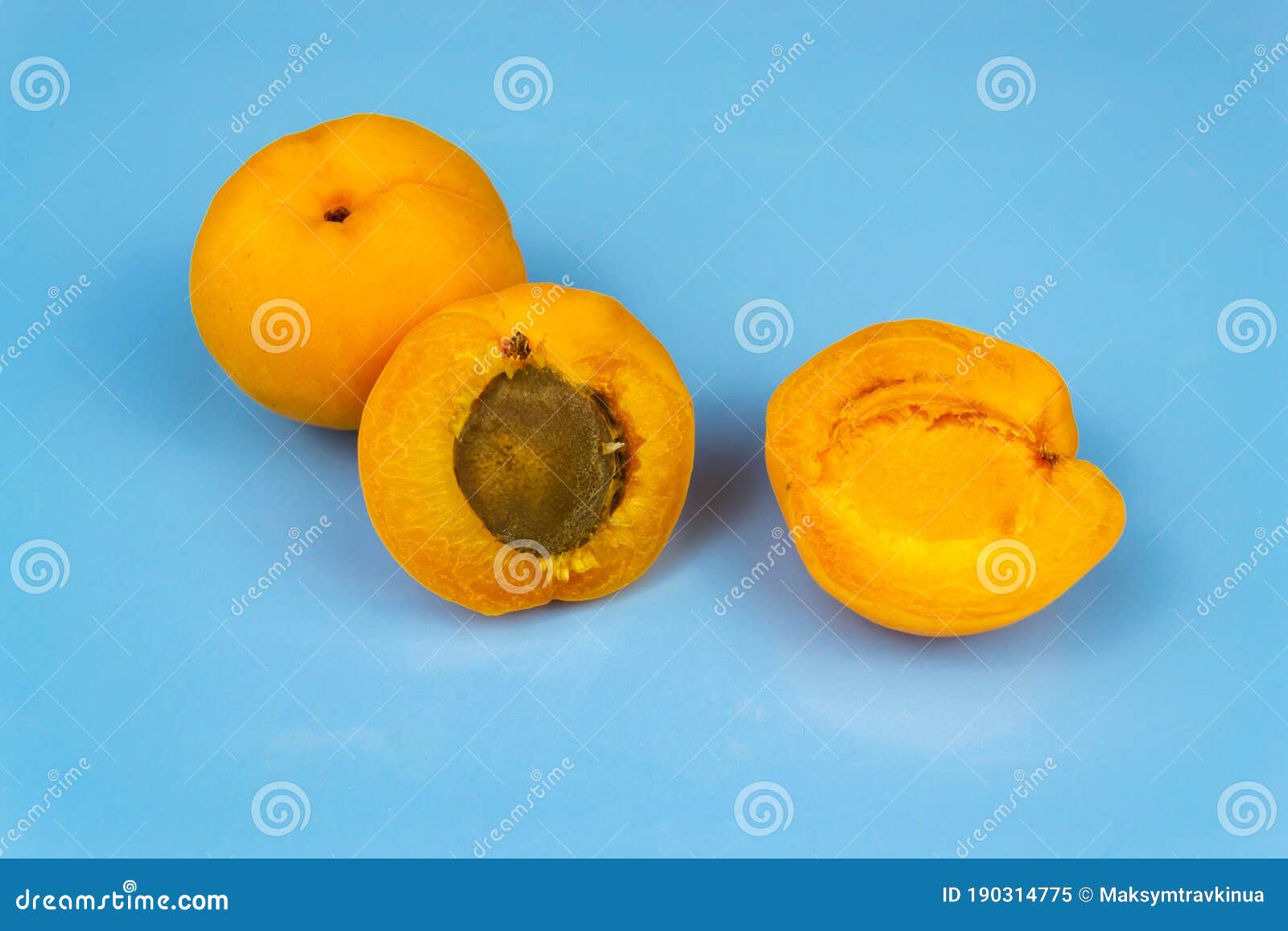Ripe Big Apricot on a Blue Background Stock Image - Image of ripe ...