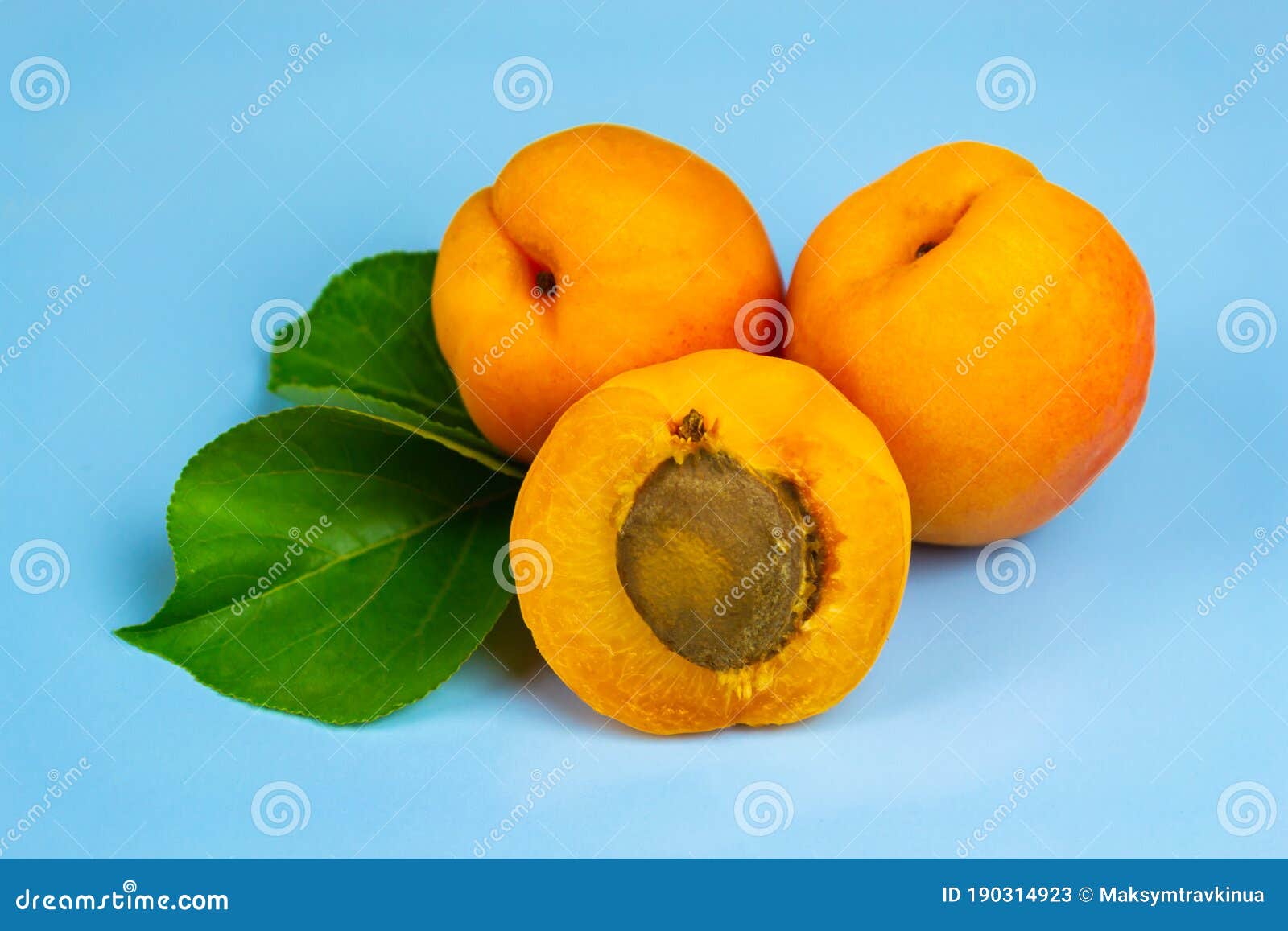 Ripe Big Apricot on a Blue Background Stock Image - Image of healthy ...