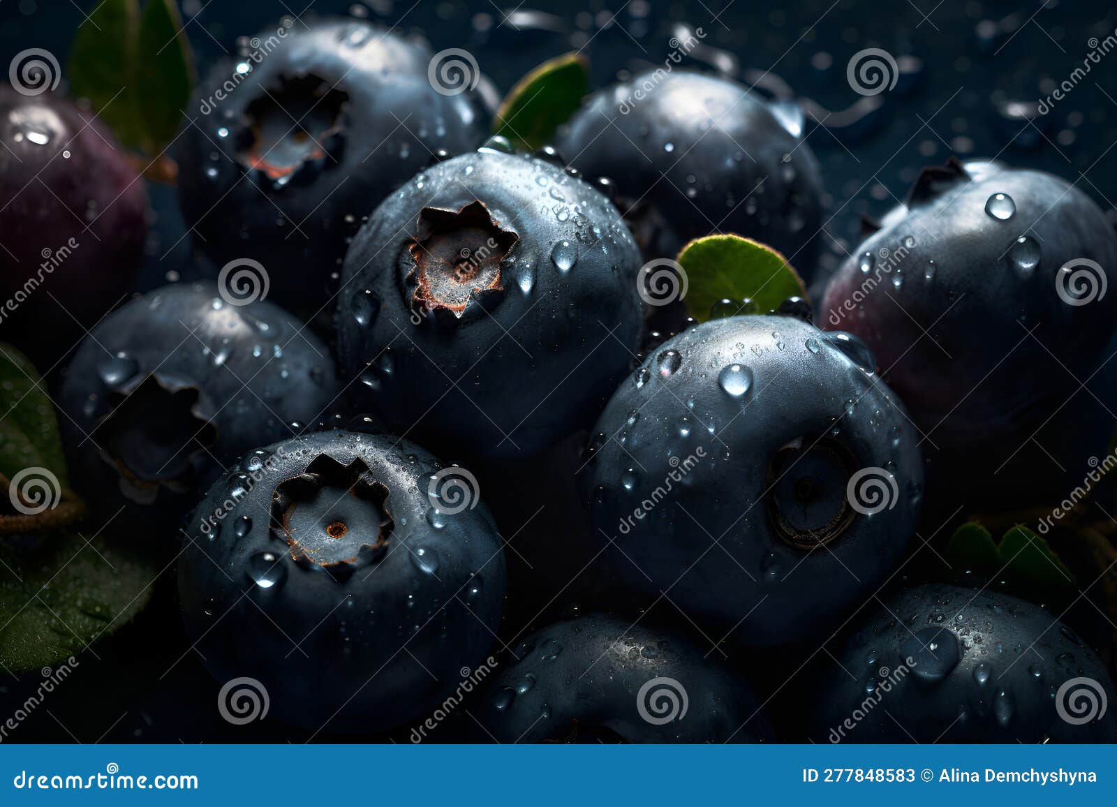 Ripe Blueberries with Water Drops, Generative AI 1 Stock Illustration ...