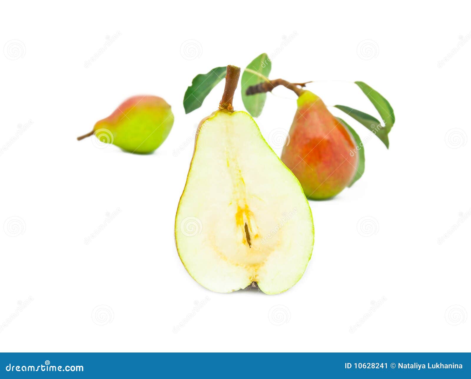 Ripe Bright Pears with Leaves Stock Image - Image of length, close ...