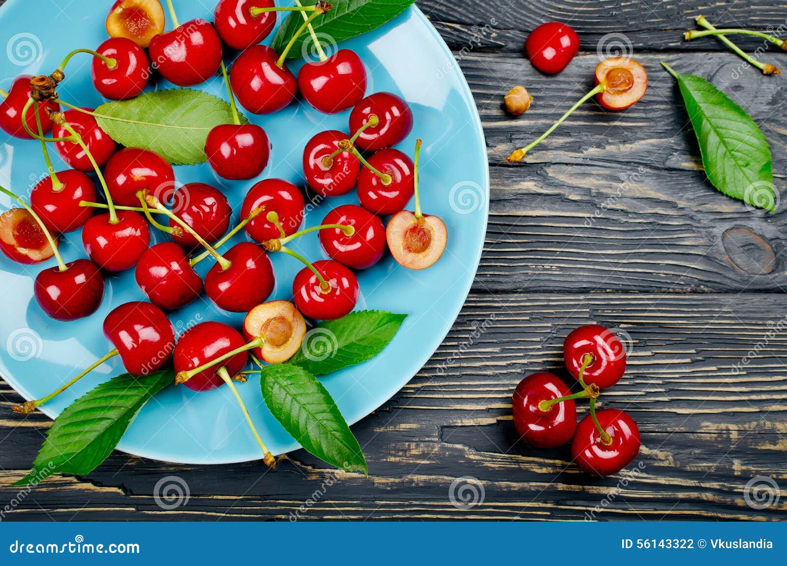 Ripe Cherries on a Wooden Table Stock Photo - Image of agriculture ...