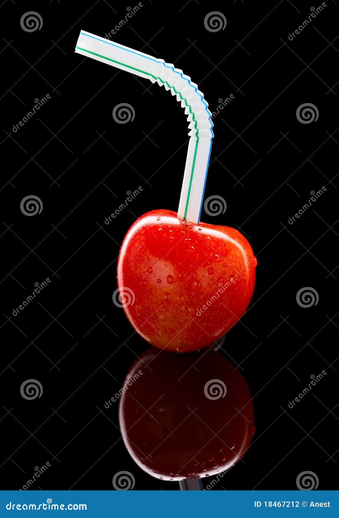 Ripe Cherry with Cocktail Straw Stock Photo - Image of shiny, drink ...