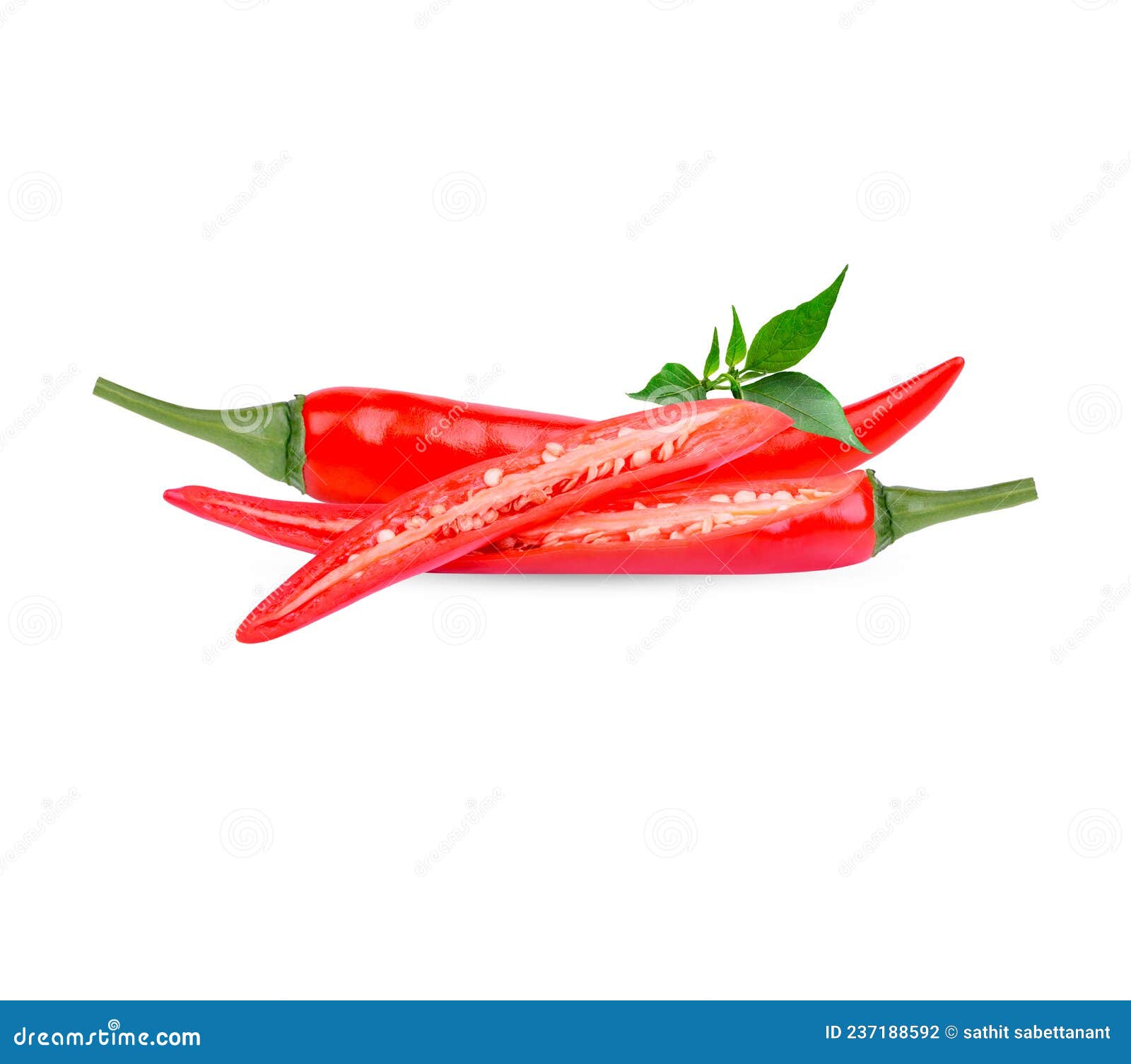 Ripe Chilli with Leaves Isolated on White Background Stock Photo ...