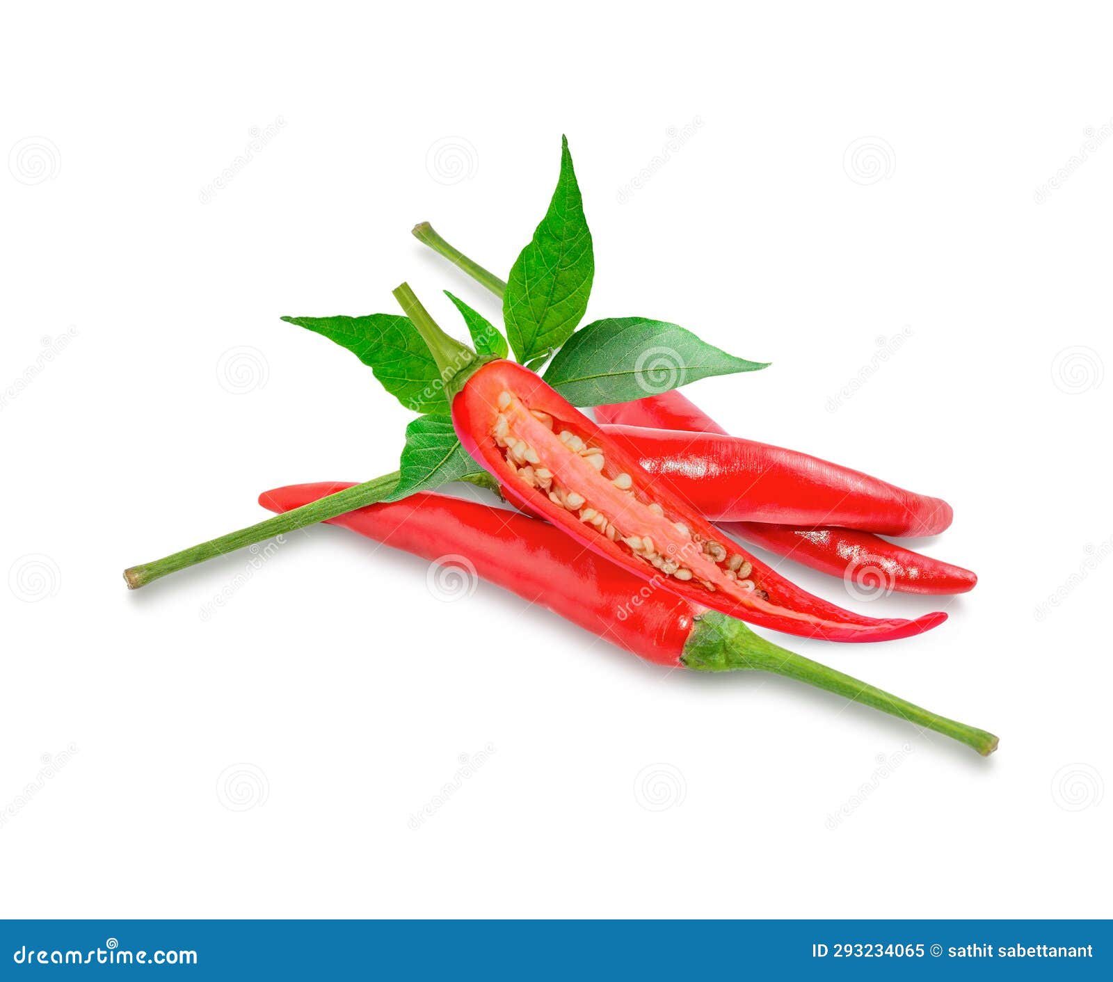 Ripe Chilli with Leaves Isolated on White Background Stock Image ...