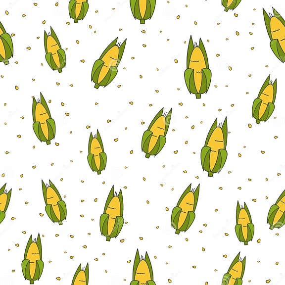 Ripe Corn Cobs Flat Vector Seamless Pattern Stock Vector - Illustration ...