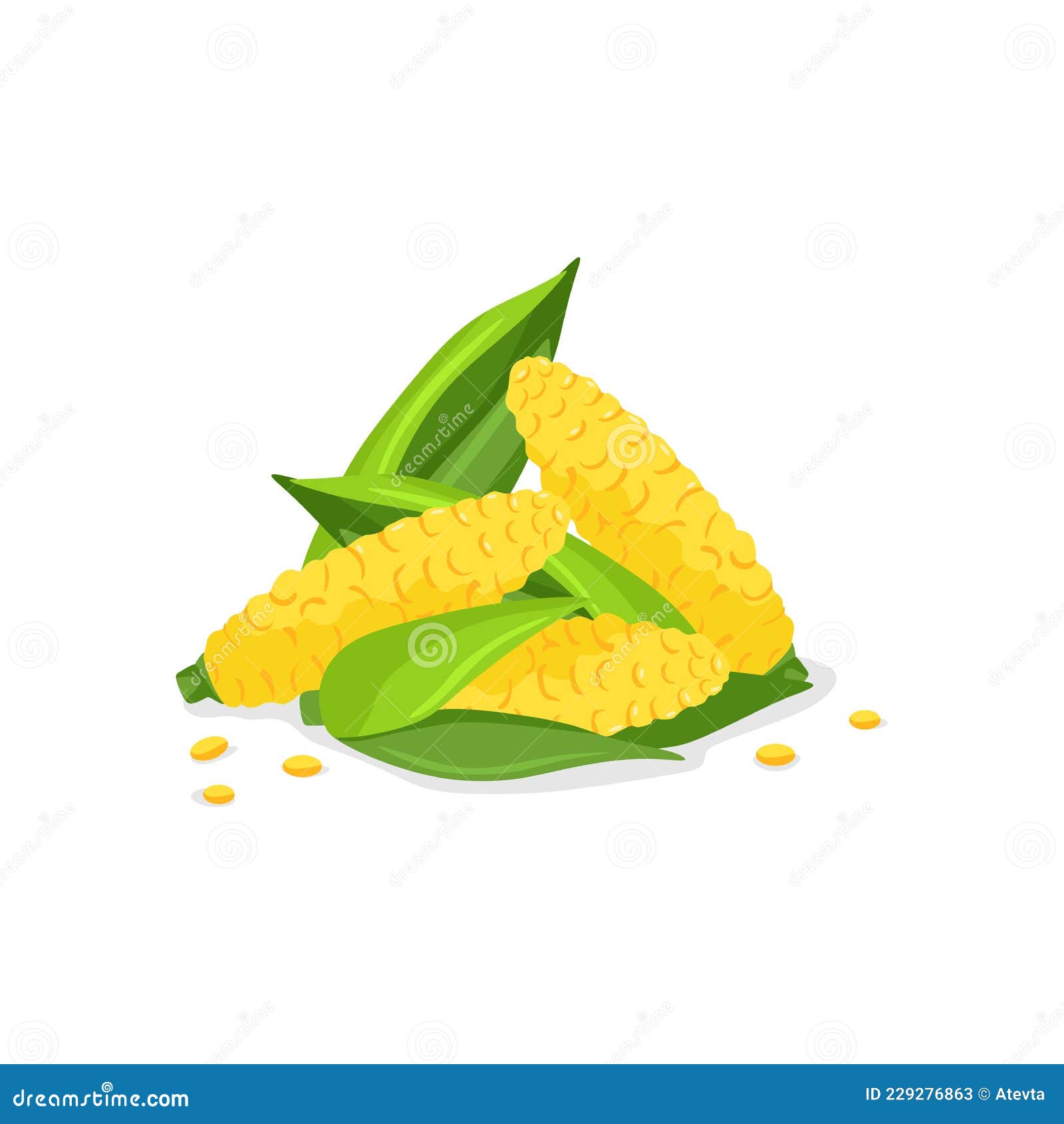 Ripe Corn. Vector Cartoon Illustration Stock Vector - Illustration of ...