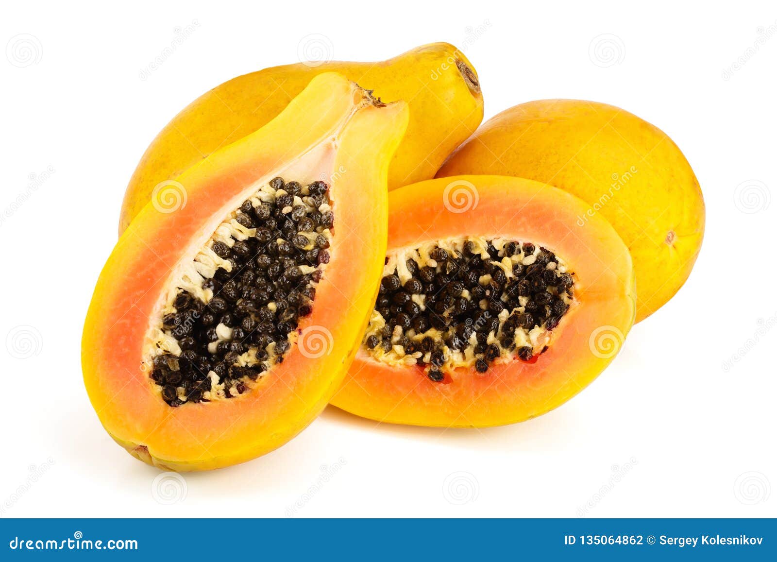 Ripe Cut Papaya Isolated on a White Background Stock Photo - Image of ...