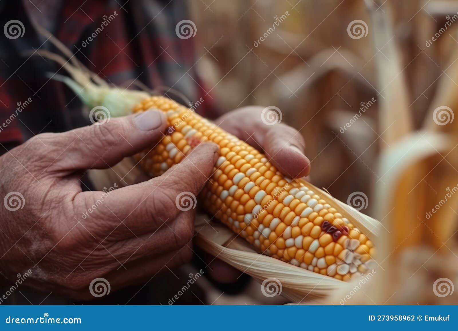 Ripe Dry Fodder Corn in Hands Generative AI Stock Illustration ...