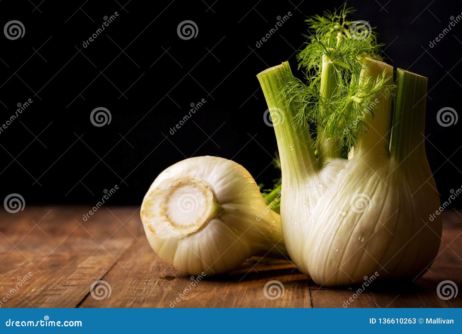 Ripe Fennel Root on a Black Stock Image - Image of black, natural ...