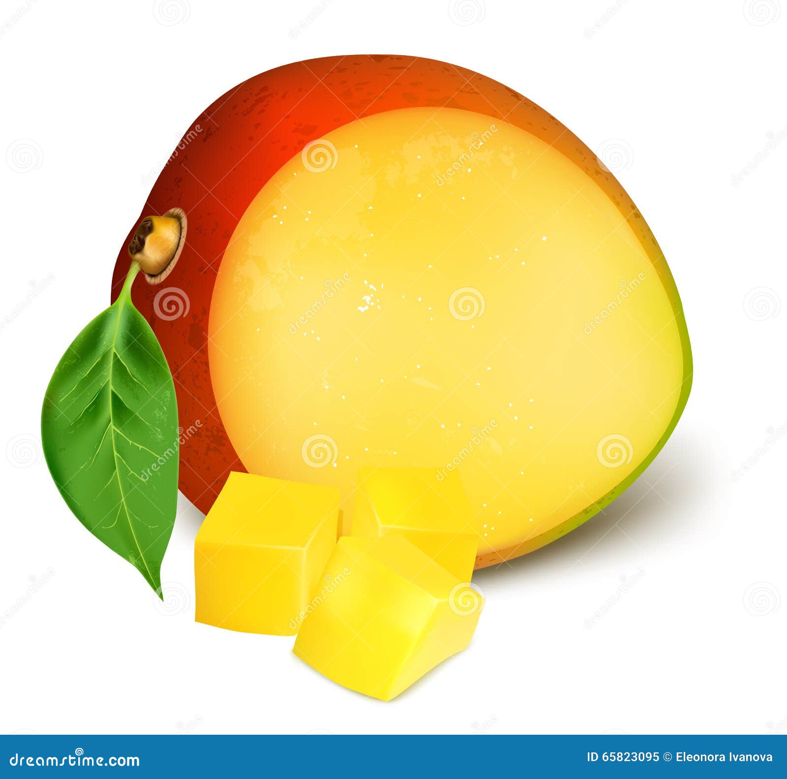 Ripe Fresh Mango with Slices. Stock Vector - Illustration of natural ...