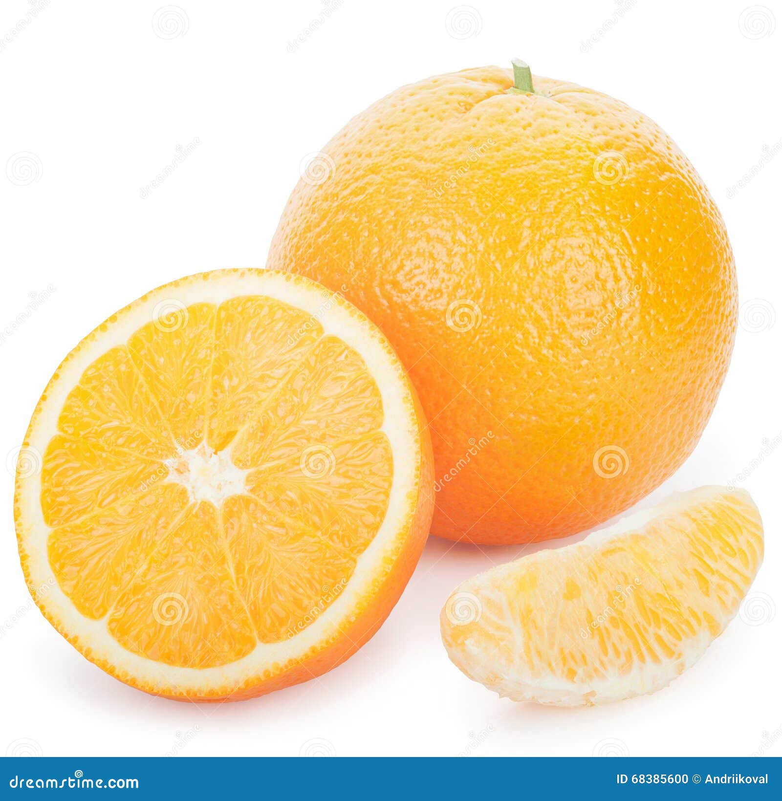 Ripe Fresh Orange, Slice and Half Isolated Stock Photo - Image of ...