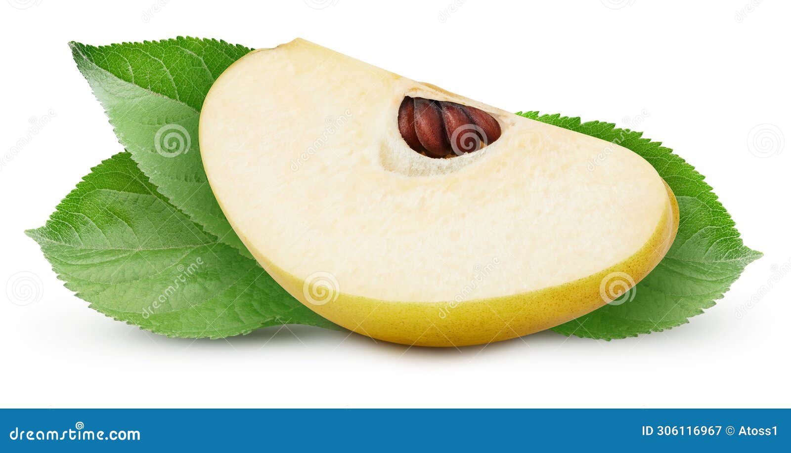 Ripe Fresh Quince Slice Clipping Path Stock Image - Image of leaf, food ...