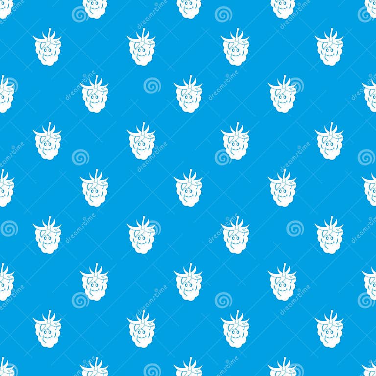 Ripe Fresh Smiling Raspberry Pattern Seamless Blue Stock Vector ...