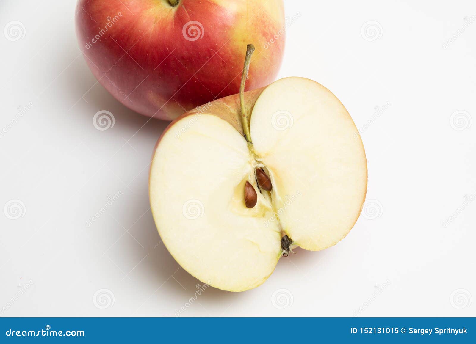 Ripe Fruit of Red-green Apple with Half of Apple Stock Image - Image of ...