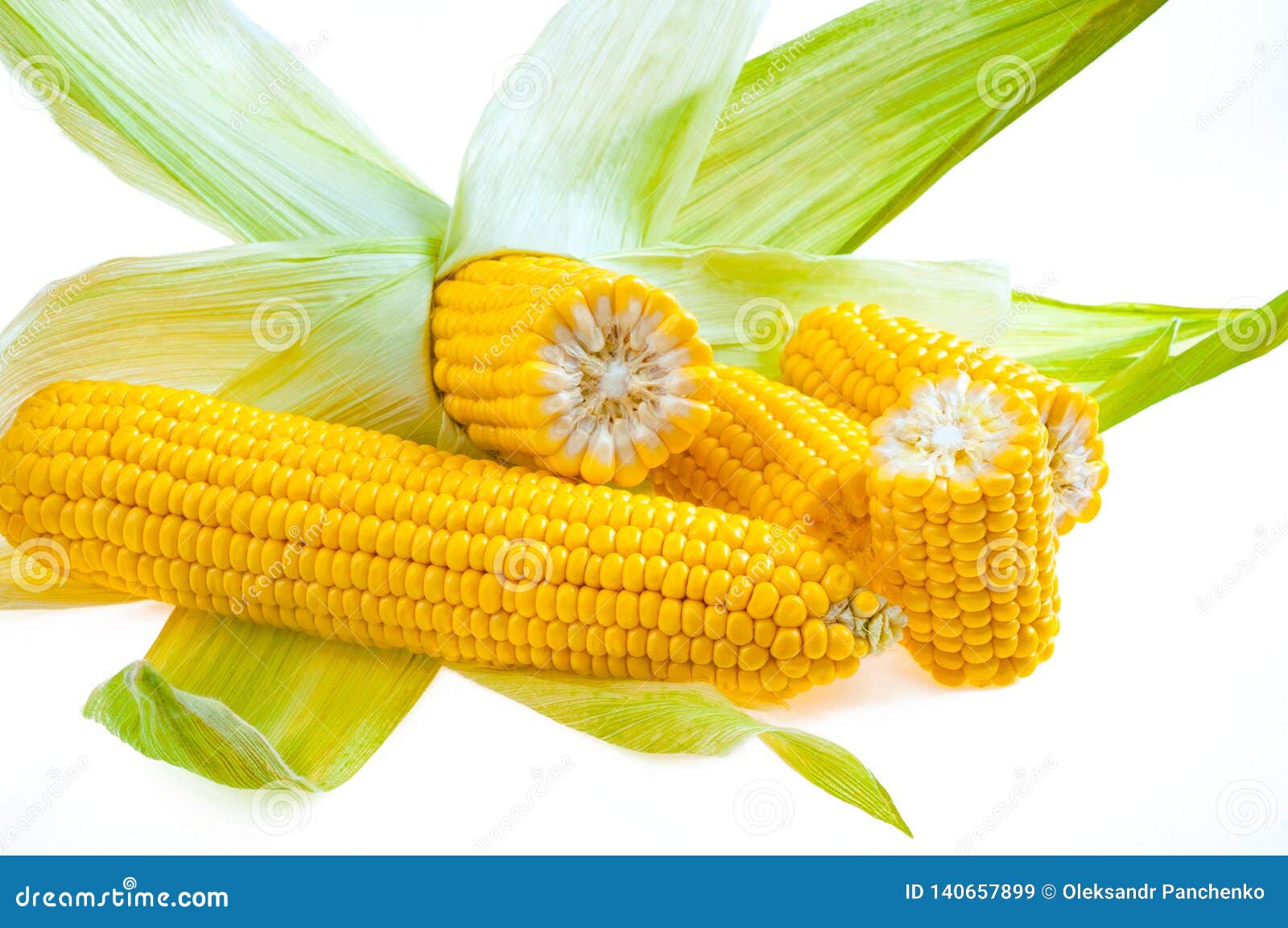 Ripe Golden Corn Isolated on White Background Stock Image - Image of ...