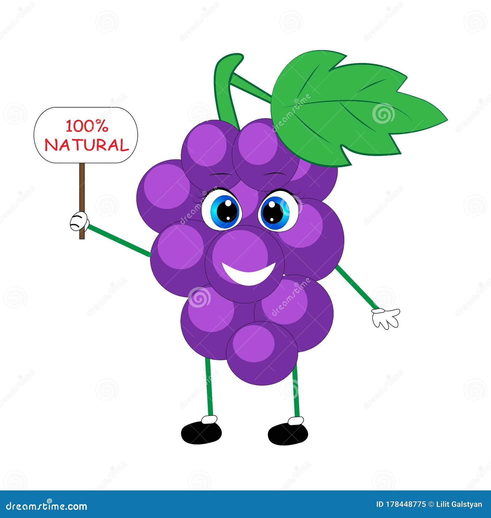 Ripe Grape Cartoon Illustration Vector. Organic Fruit Stock Vector ...