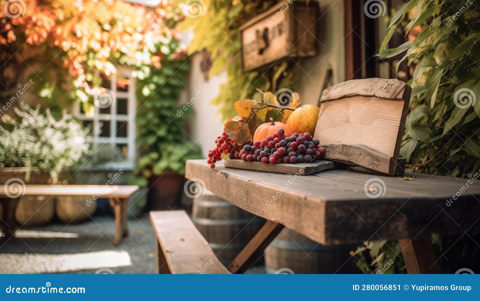 Ripe Grape on Rustic Table, a Healthy Gourmet Autumn Snack Generated by ...