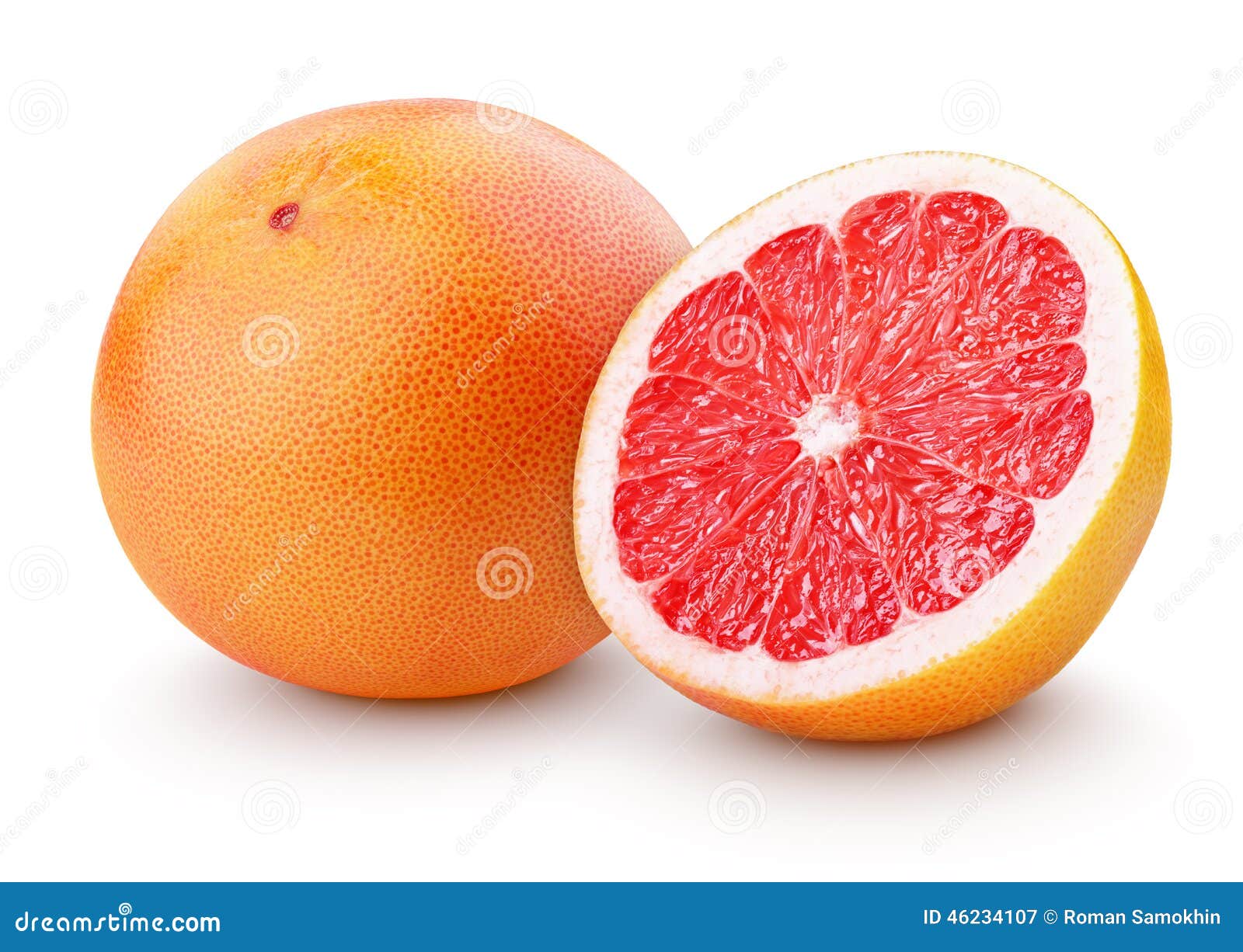 Ripe Grapefruit Citrus Fruit with Half Isolated on White Stock Image ...