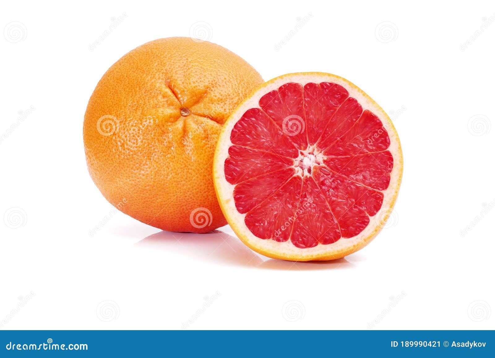 Ripe Grapefruit and Half Isolated on White Background Stock Image ...