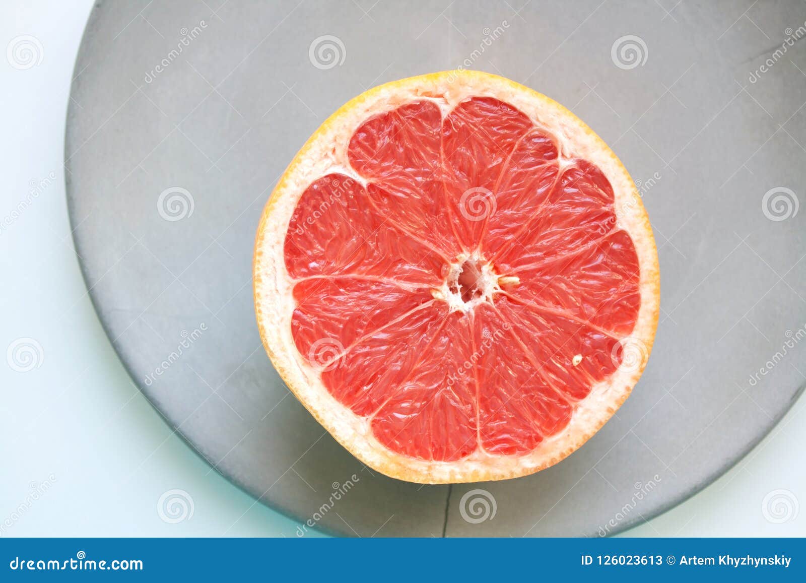 Ripe Grapefruit Half on Plate from Above Stock Image - Image of detox ...