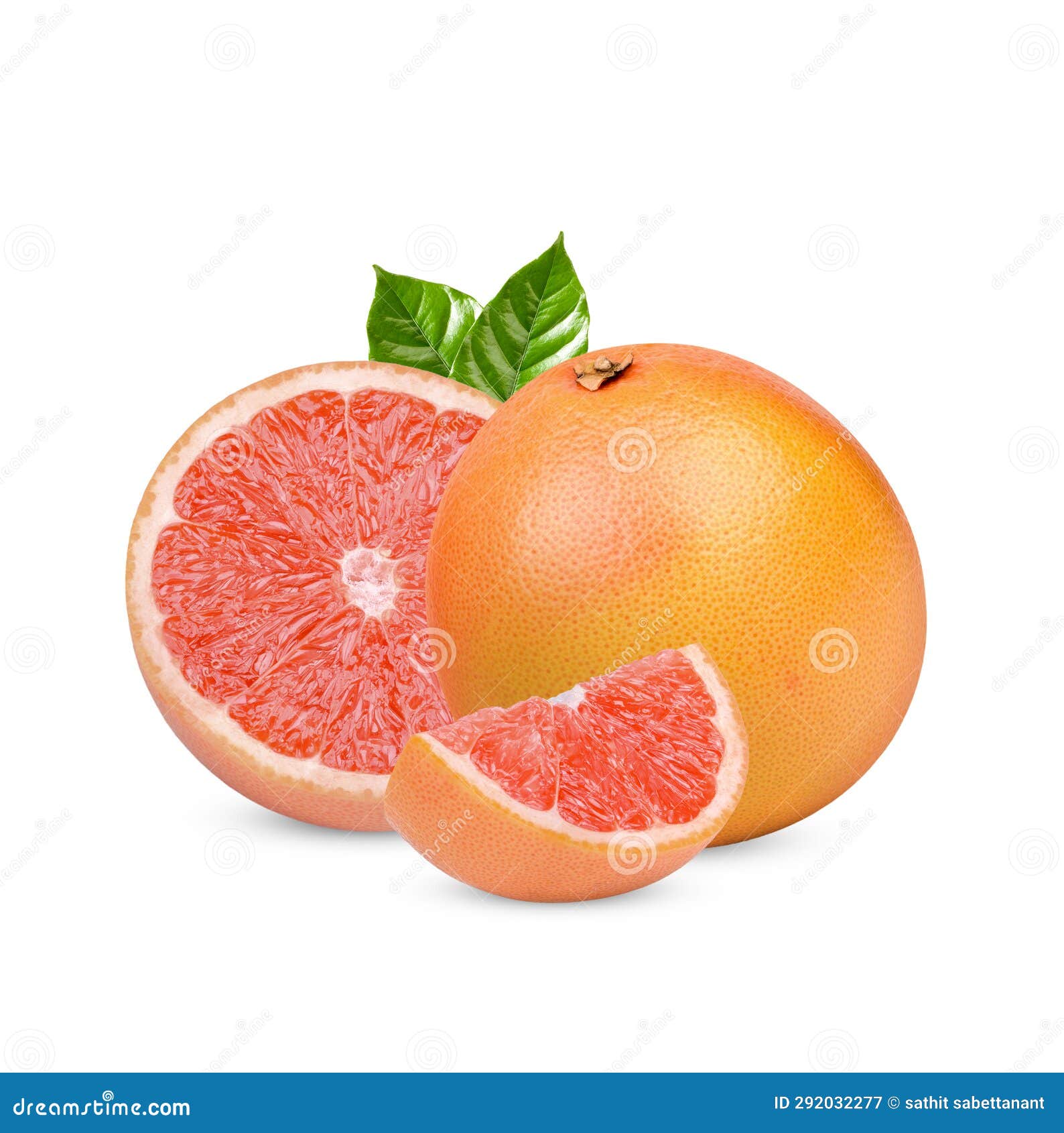 Ripe Grapefruit with Leaves Isolated on White Background Stock Image ...