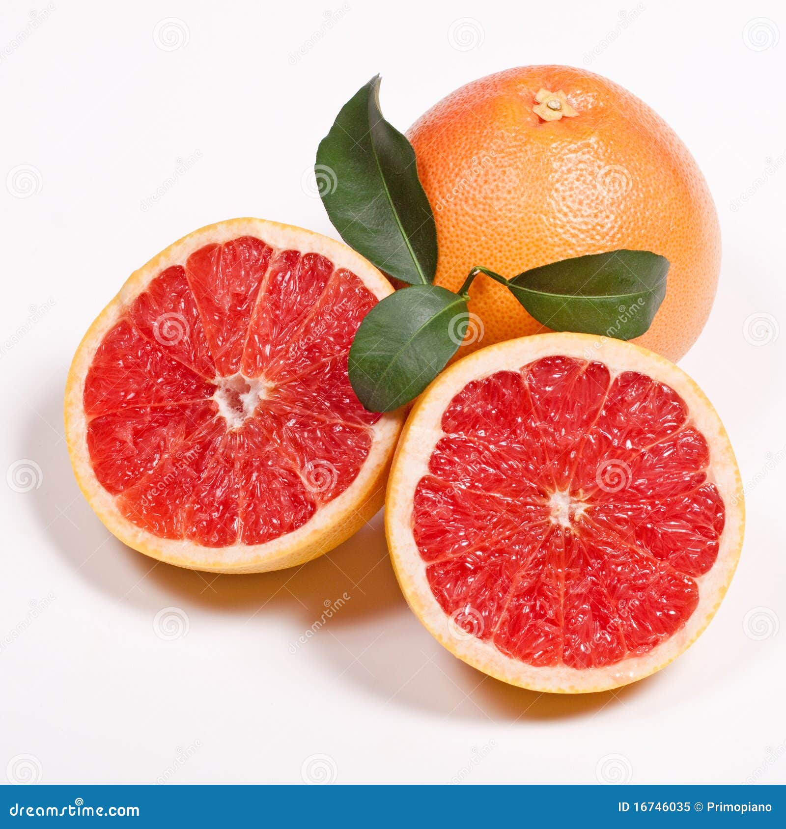 Ripe Grapefruit Whith Green Leaf Stock Image - Image of white, branch ...