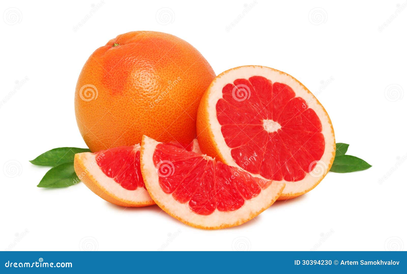 Ripe Grapefruits with Leaves () Stock Photo - Image of leaves, slice ...