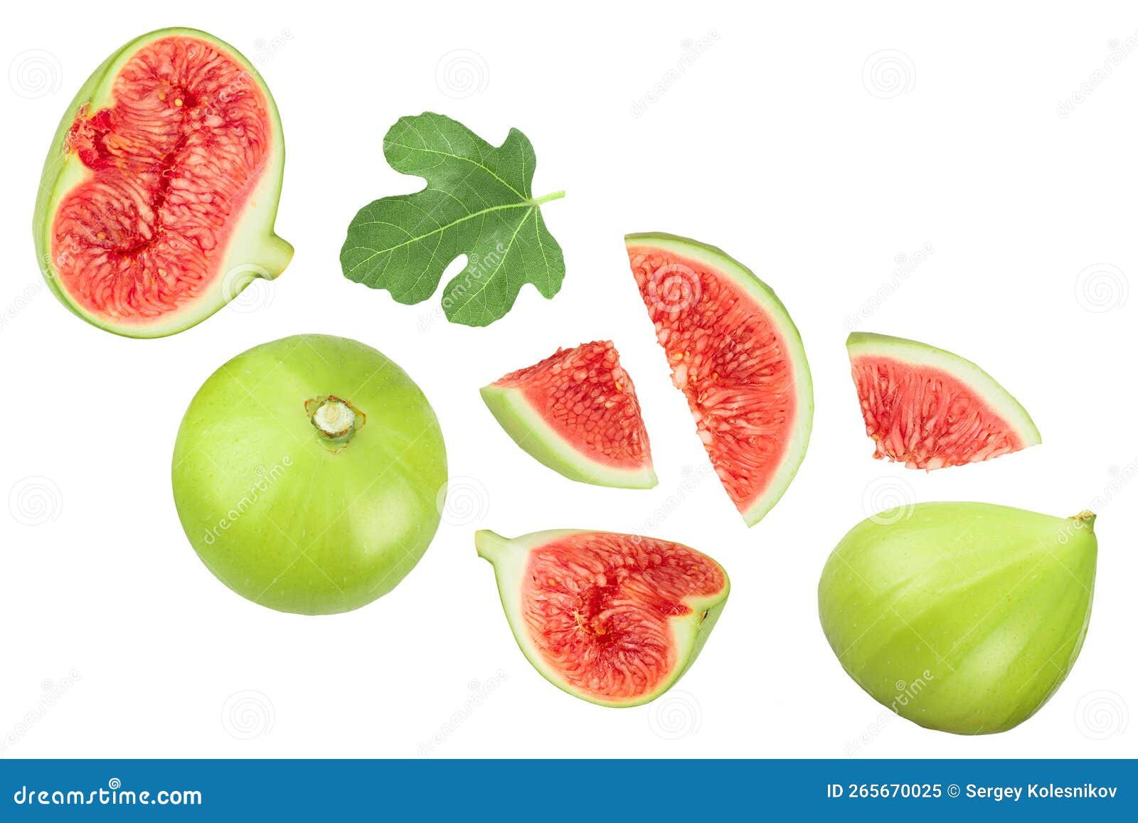 Ripe Green Fig Fruit Isolated on White Background with Full Depth of ...