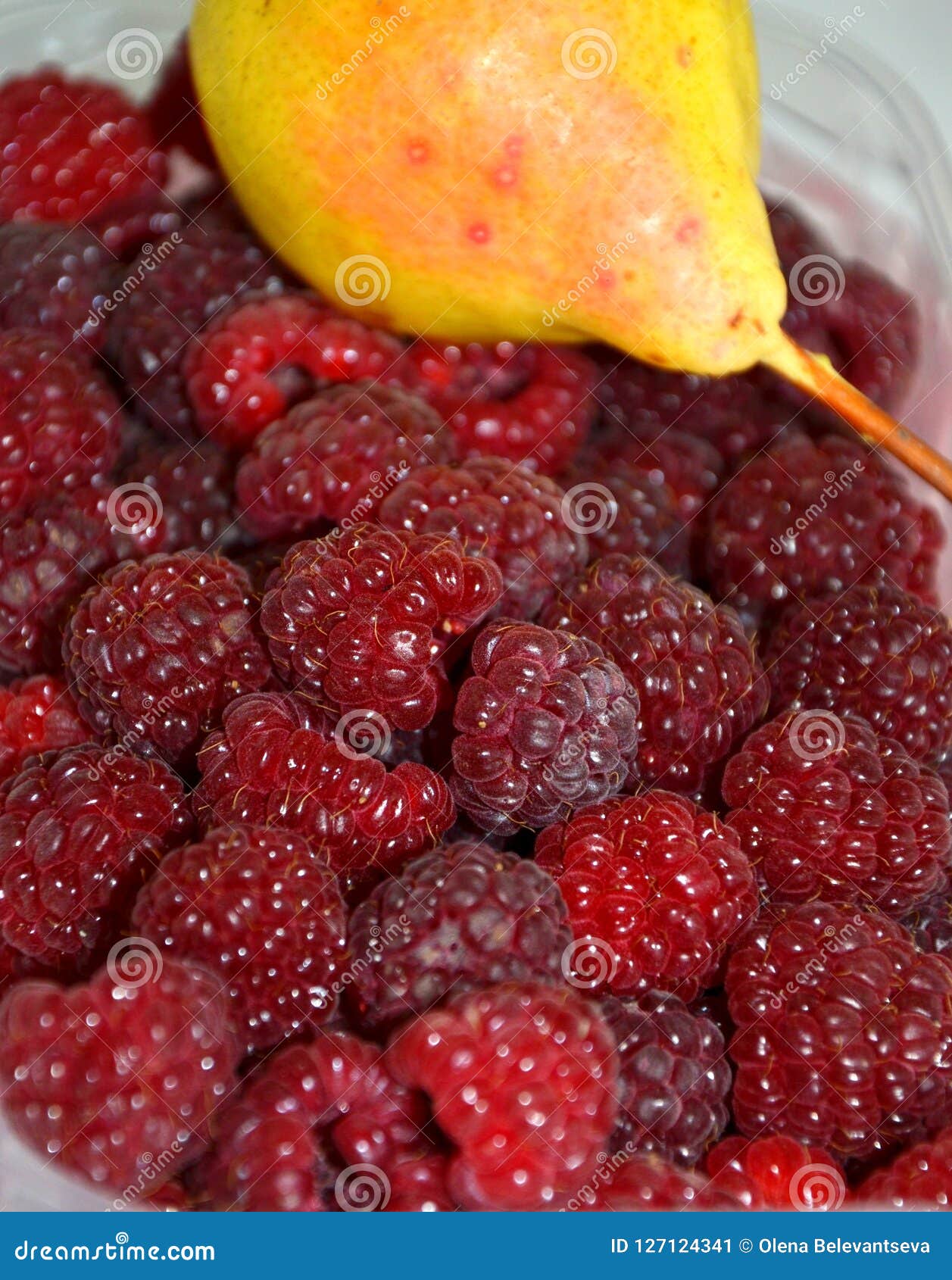 Ripe Juicy Raspberry and Aromatic Pear, Autumn Delicacies Stock Image ...