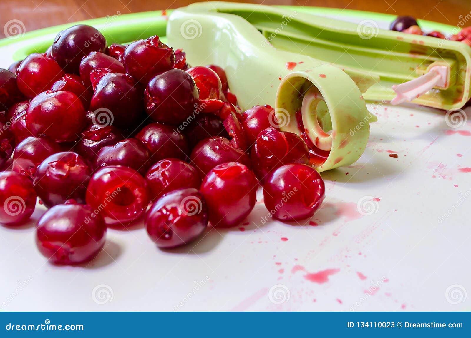 Ripe Juicy Red Cherries Pitted Stock Image - Image of cherry, fresh ...