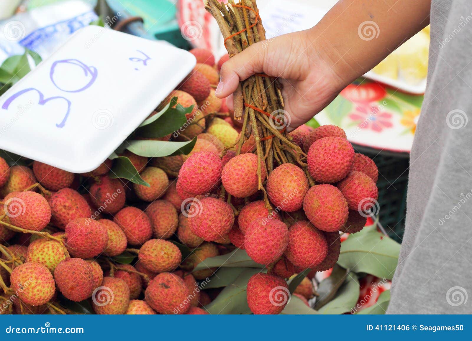 Ripe lychee in the market stock photo. Image of ingredient - 41121406