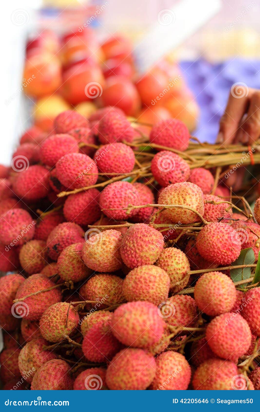 Ripe lychee in the market stock photo. Image of food - 42205646