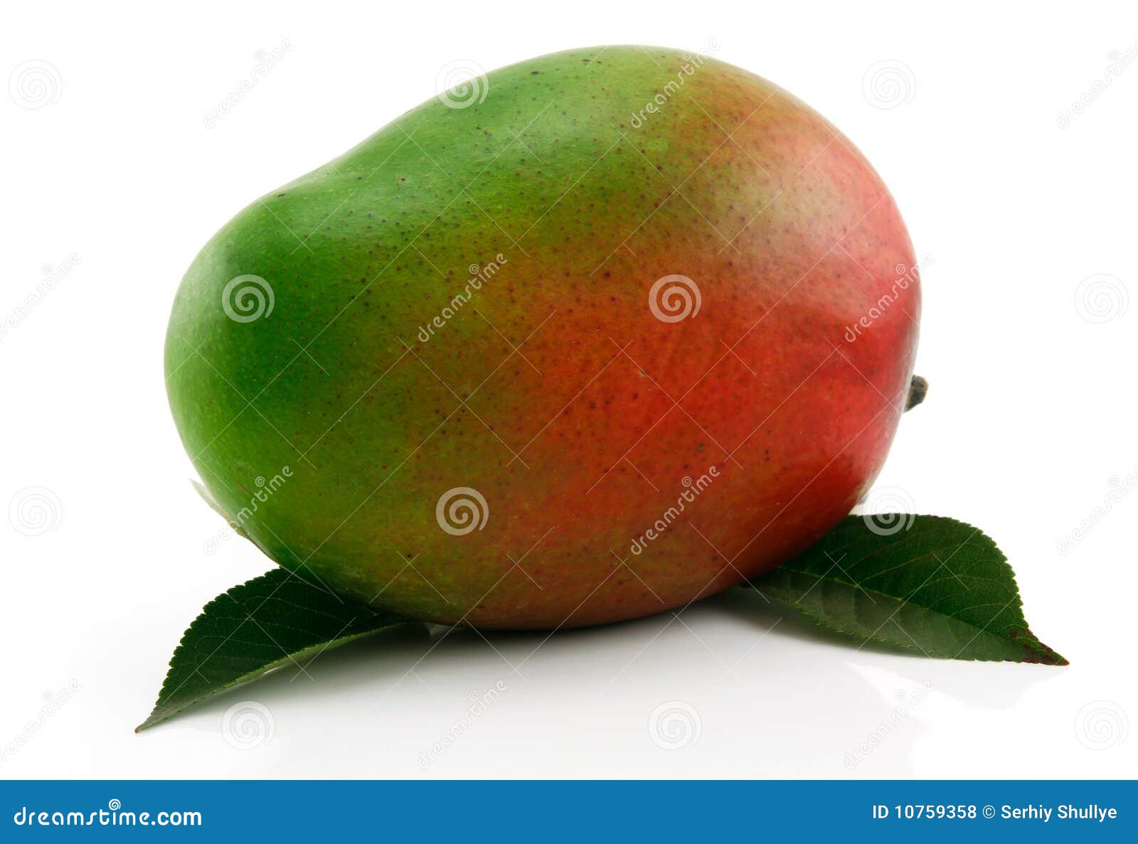 Ripe Mango Fruit with Green Leafs Isolated Stock Photo - Image of shot ...