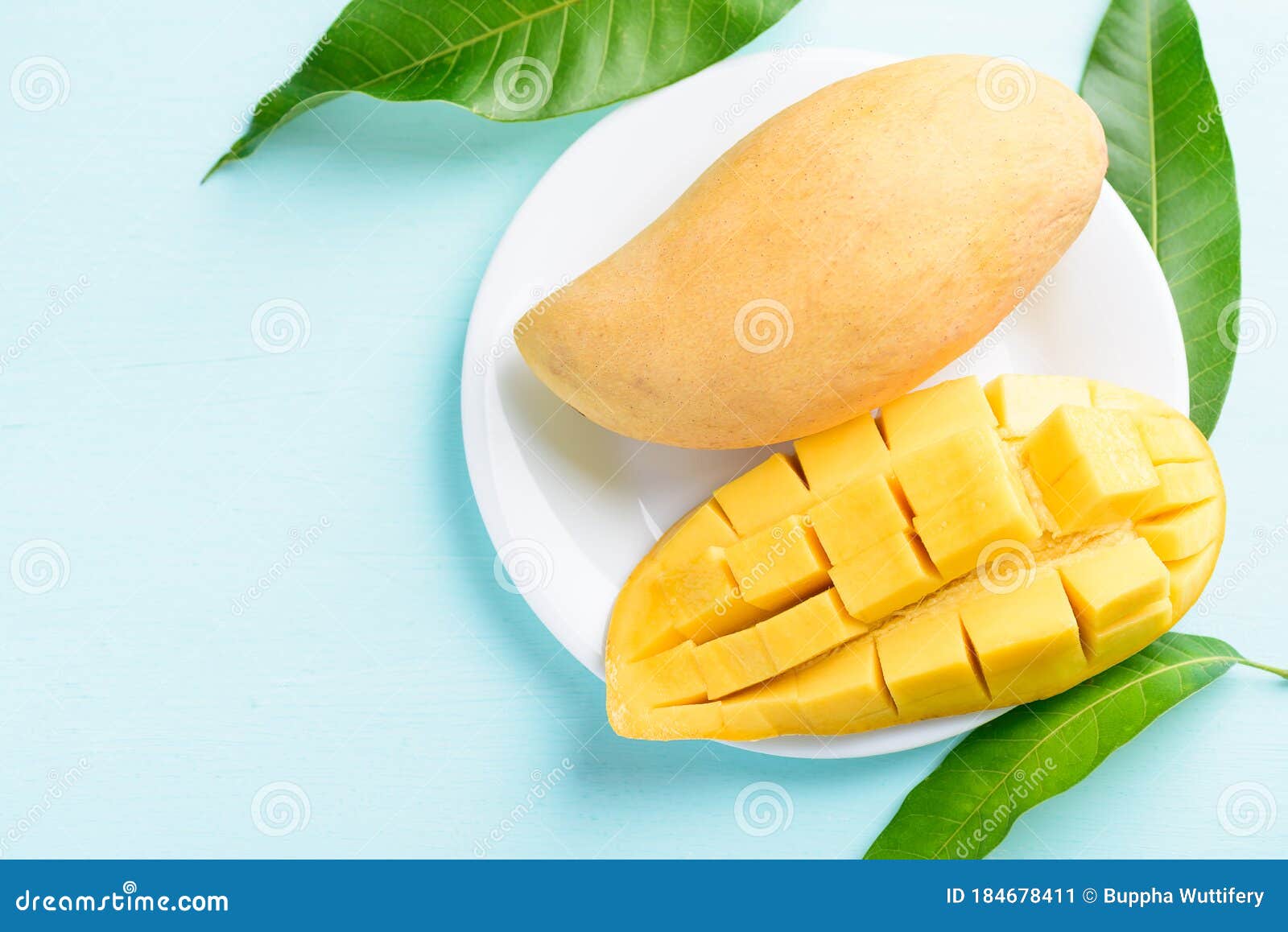 Ripe Mango Fruit Sliced To Cubes on Pastel Color Background Stock Image ... Ripe Mango Fruit Sliced To Cubes on Pastel Color Background Stock Image ...