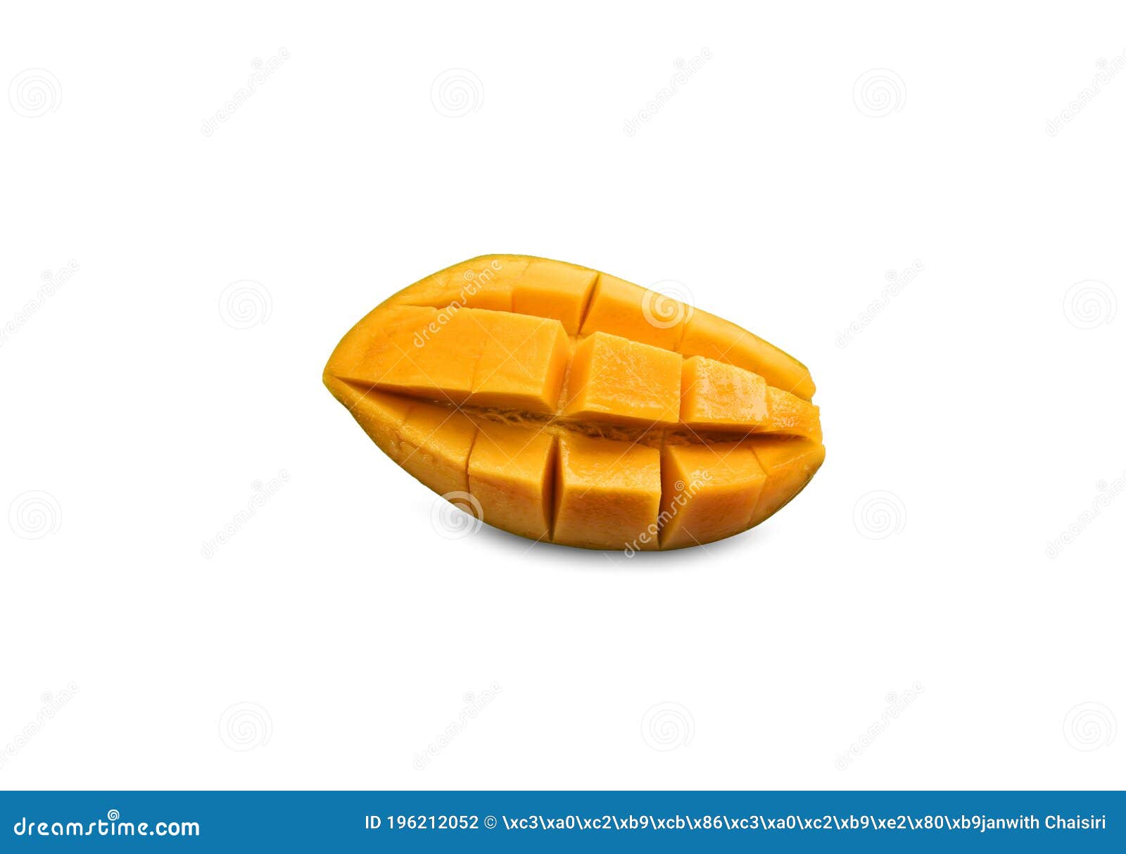 Ripe Mango Cut in Half on a White Background Cutting Path Stock Photo ...
