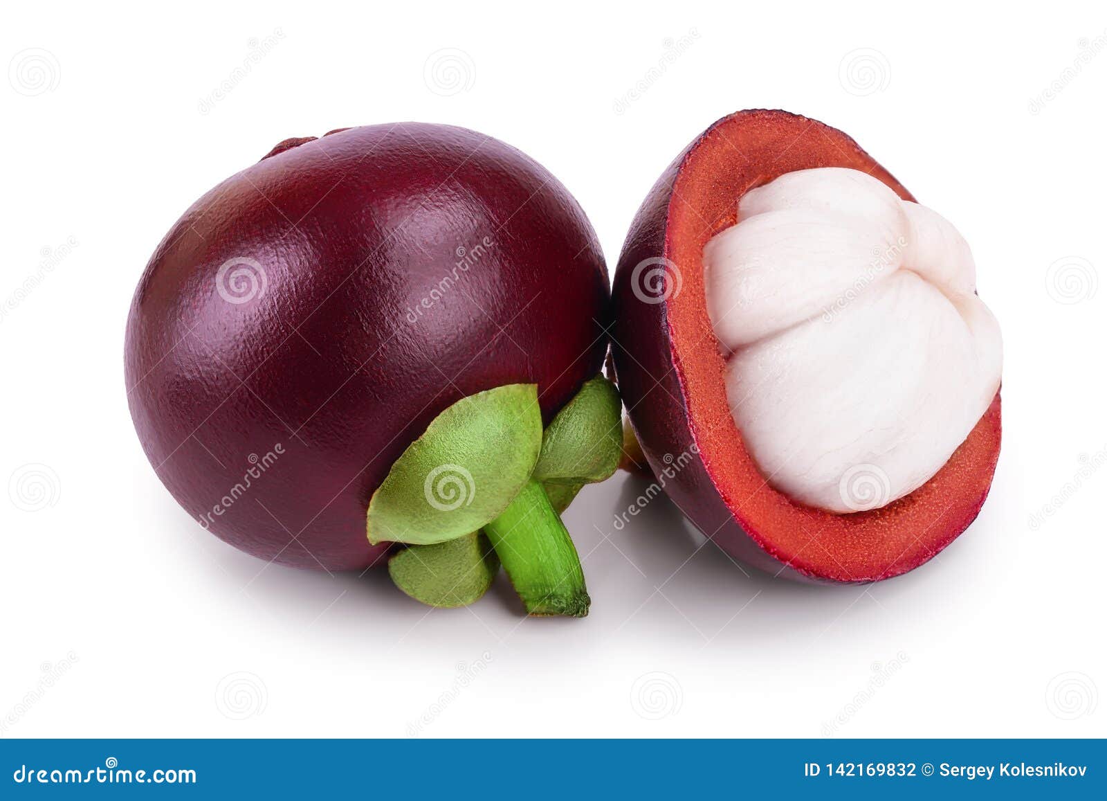 Ripe Mangosteen Isolated on White Background Closeup Stock Photo ...
