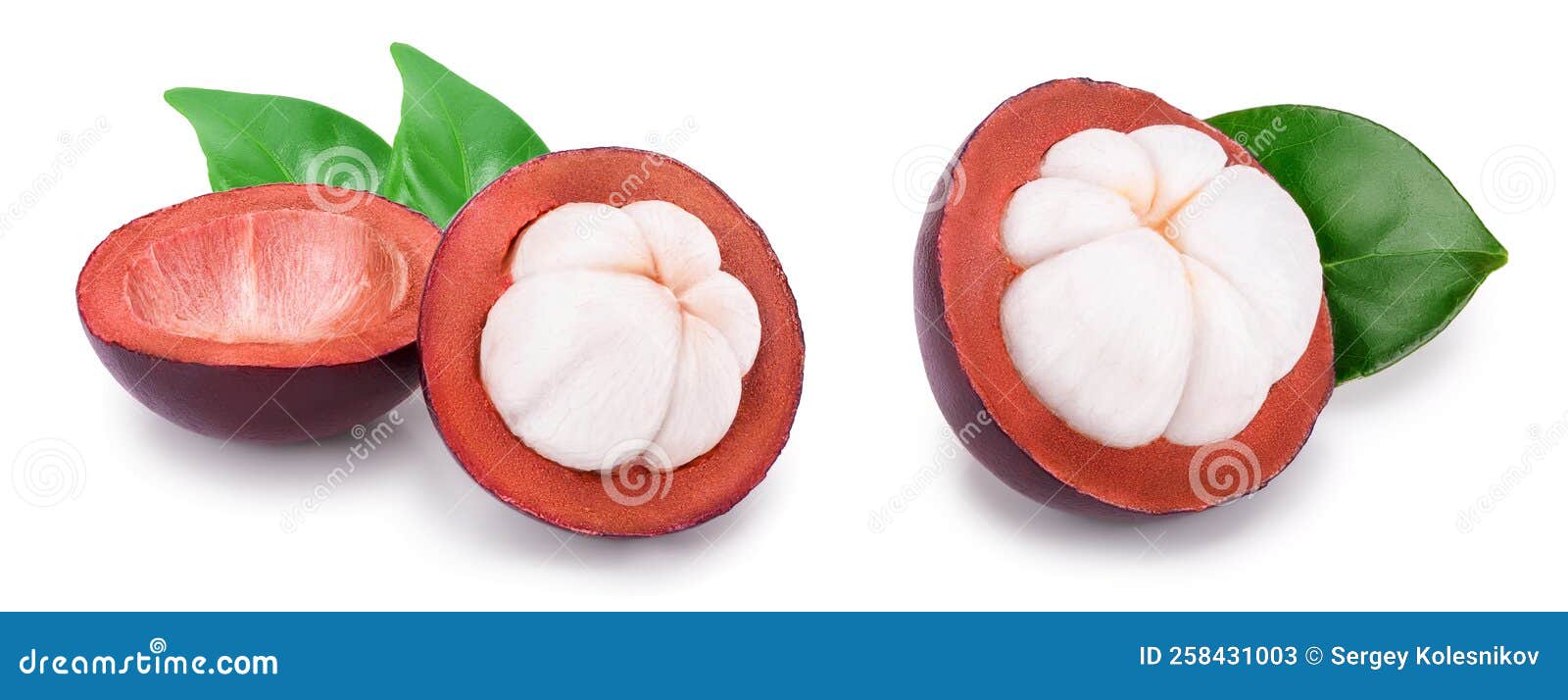Ripe Mangosteen with Leaf Isolated on White Background Closeup Stock ...