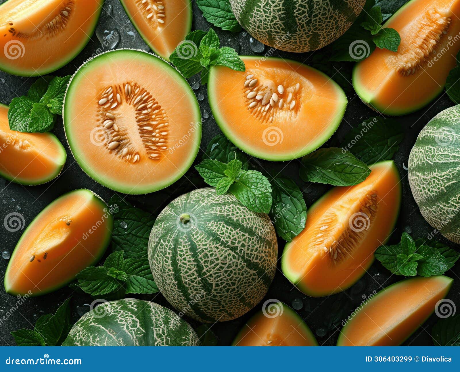 Ripe Melons Top View Fruit Background Stock Illustration - Illustration ...