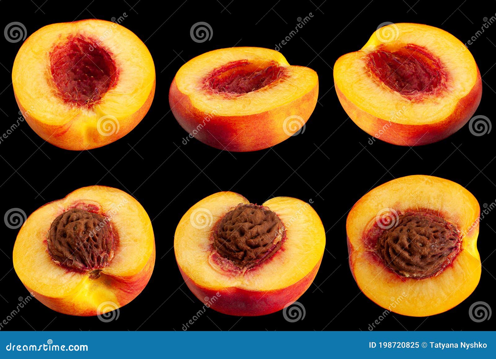 Ripe Nectarine Fruit Collection on Black Stock Image - Image of sweet ...