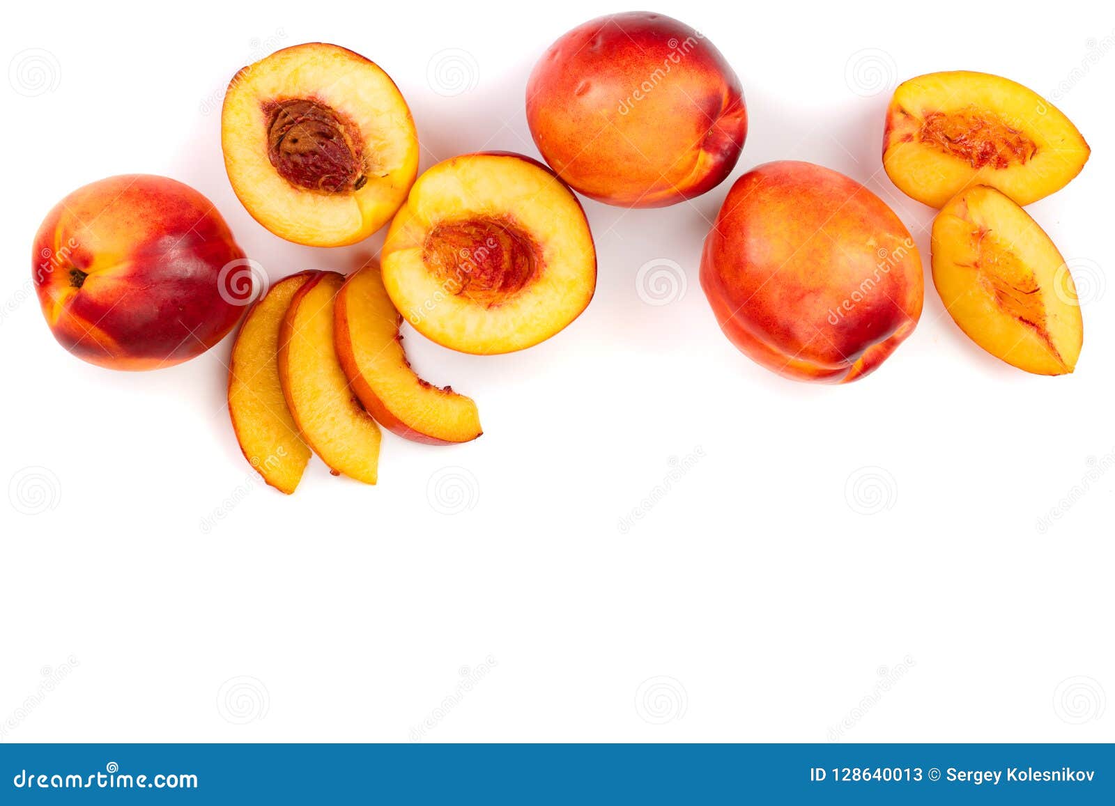 Ripe Nectarine with Leaves Isolated on White Background with Copy Space ...