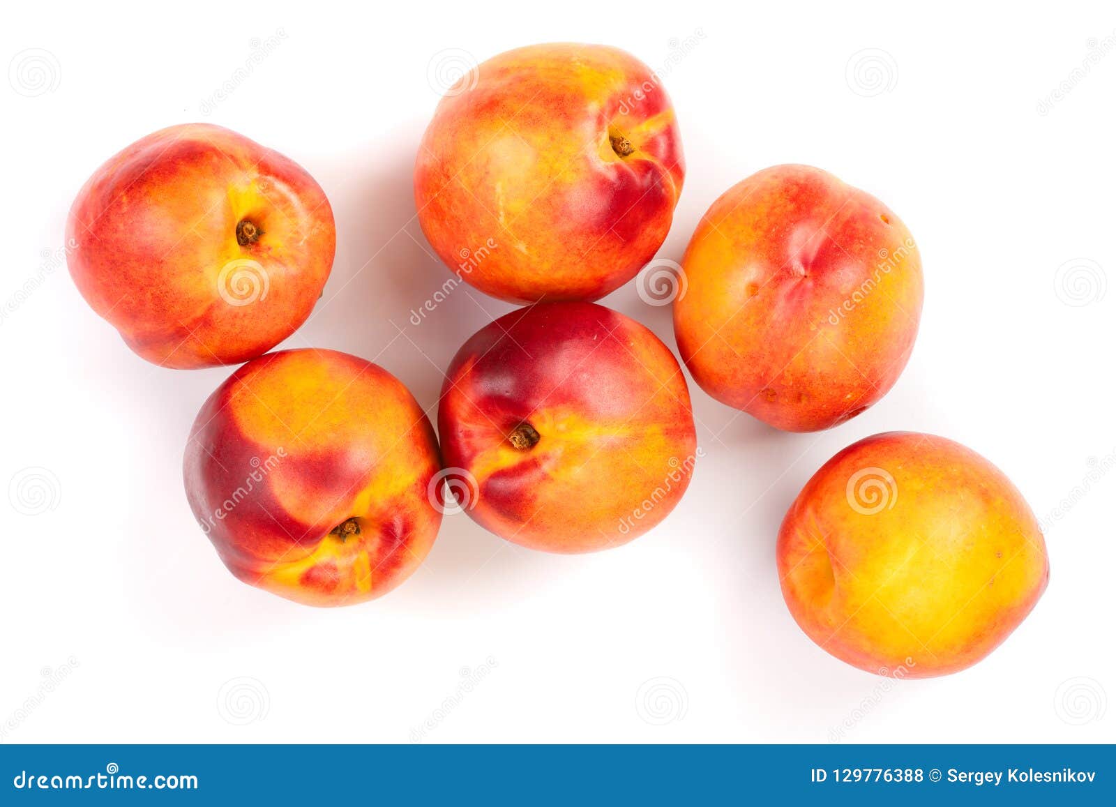 Ripe Nectarine with Leaves Isolated on White Background. Top View Stock ...