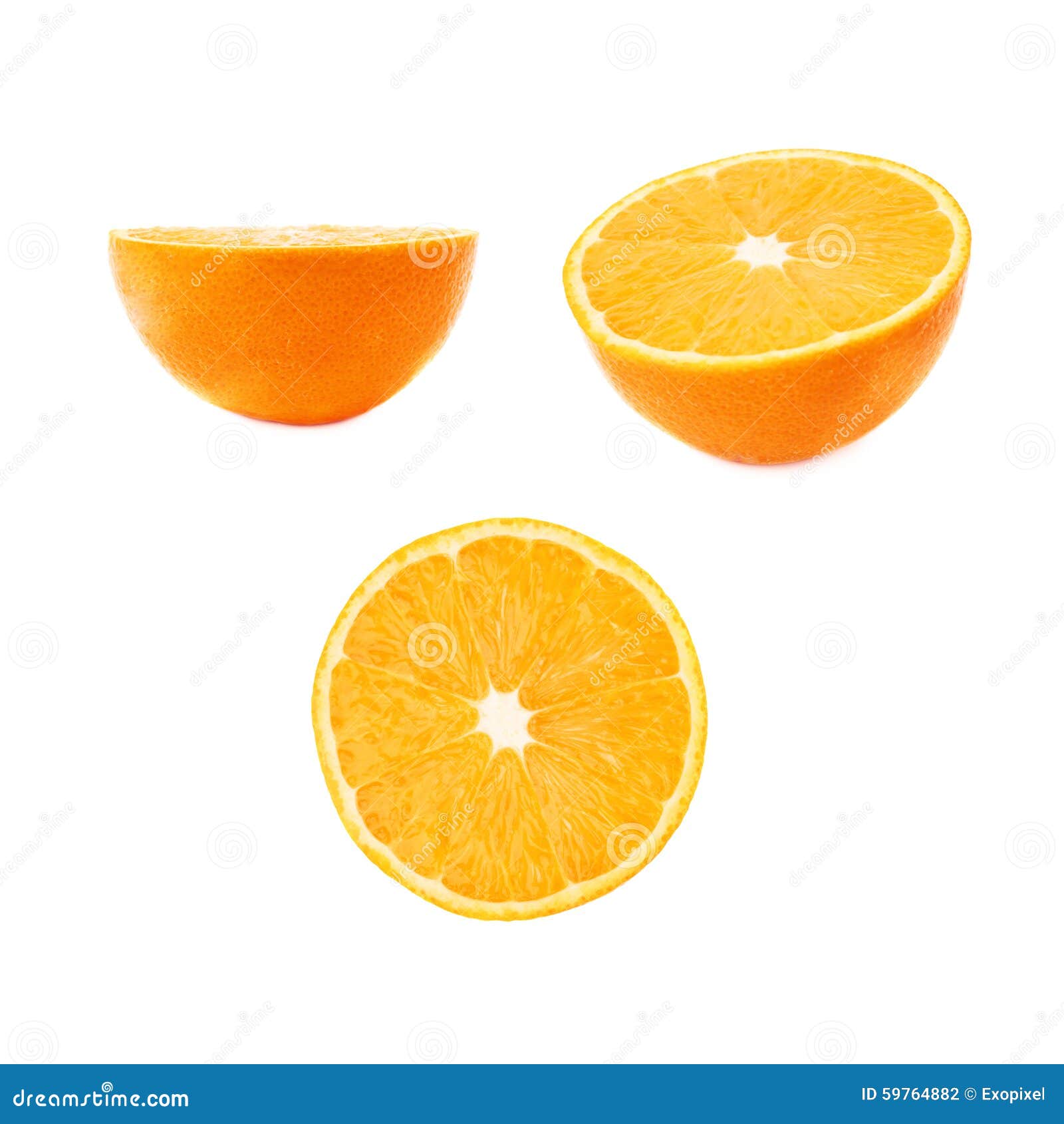 Ripe Orange Cut in Half Isolated Over the White Stock Photo - Image of ...