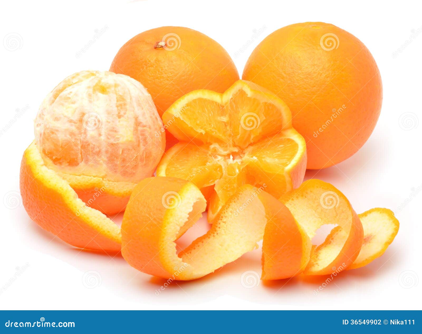 Ripe oranges and slices stock photo. Image of coil, diet - 36549902