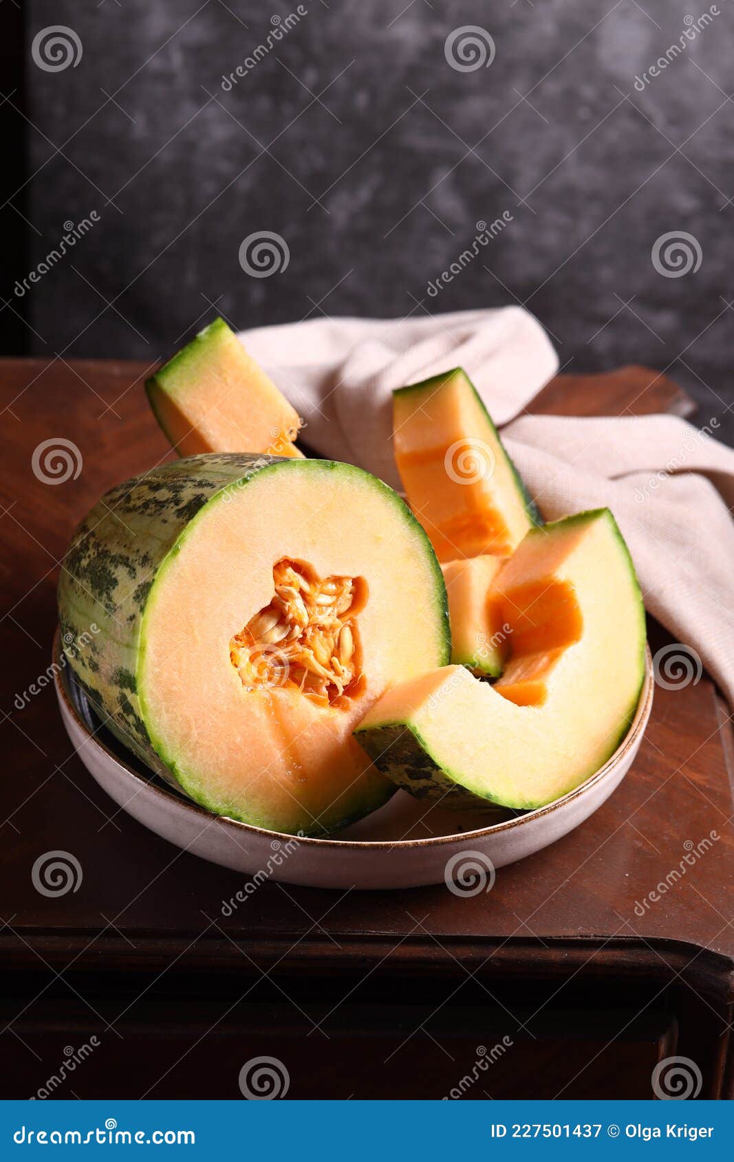 Ripe organic orange melon stock image. Image of cantaloupe - 227501437