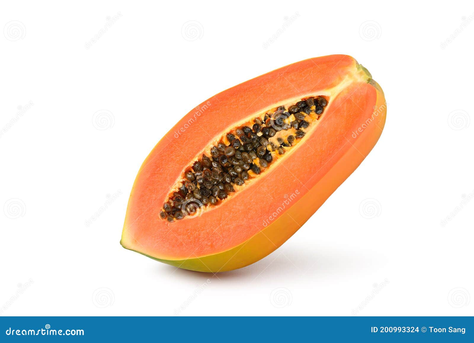 Ripe papaya cut in half stock photo. Image of dessert - 200993324