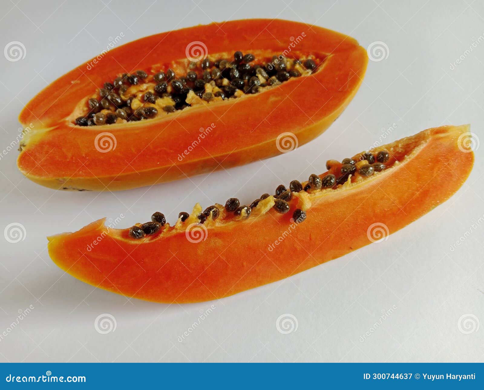 Split Papaya With Seeds In Tropical Setting Royalty-Free Stock ...