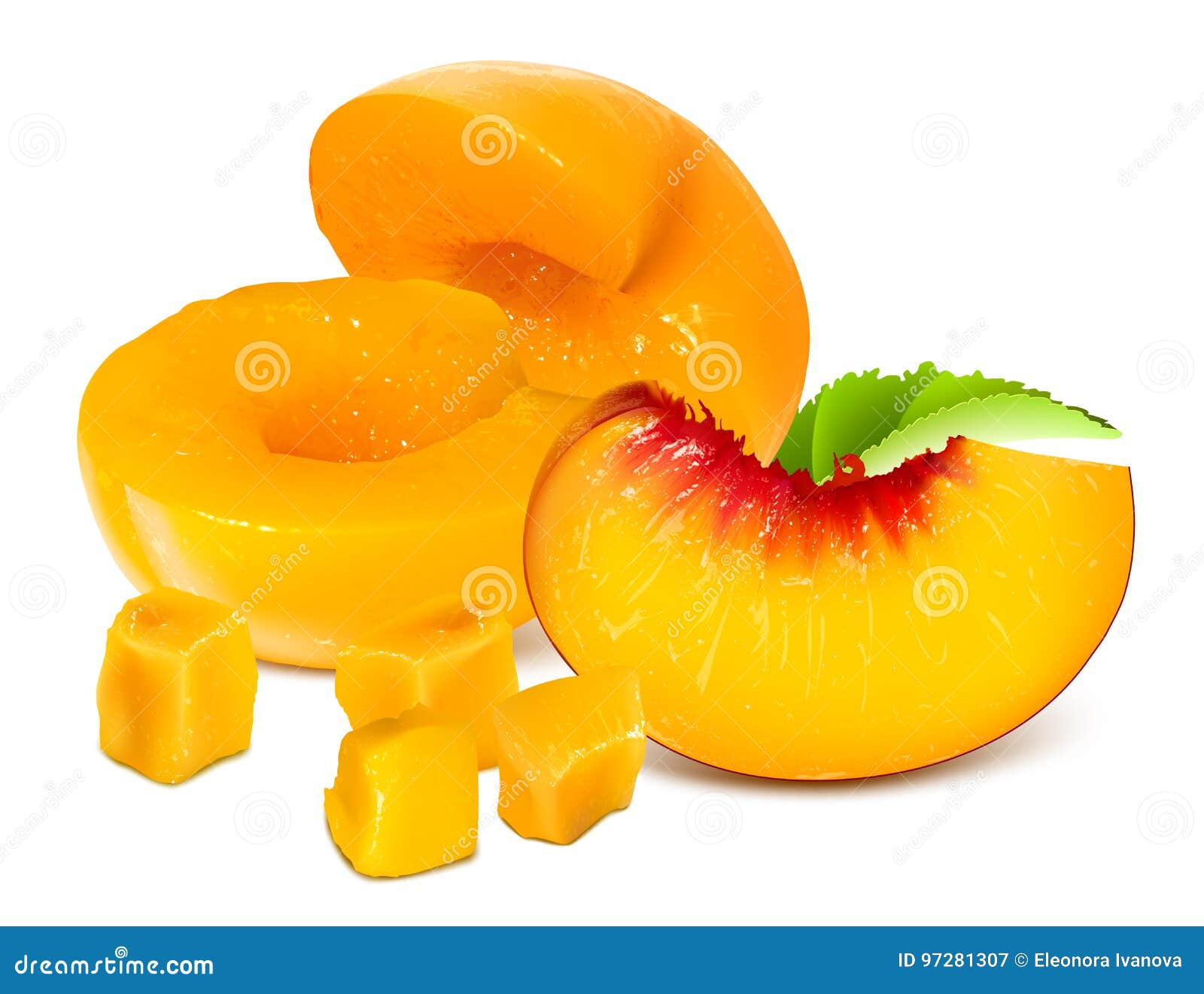 Ripe peach slices stock vector. Illustration of slice - 97281307